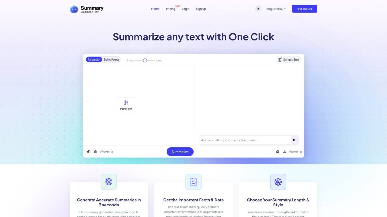 Ai Summary Generator | Instant, Free Text Summarization Tool | Futureen