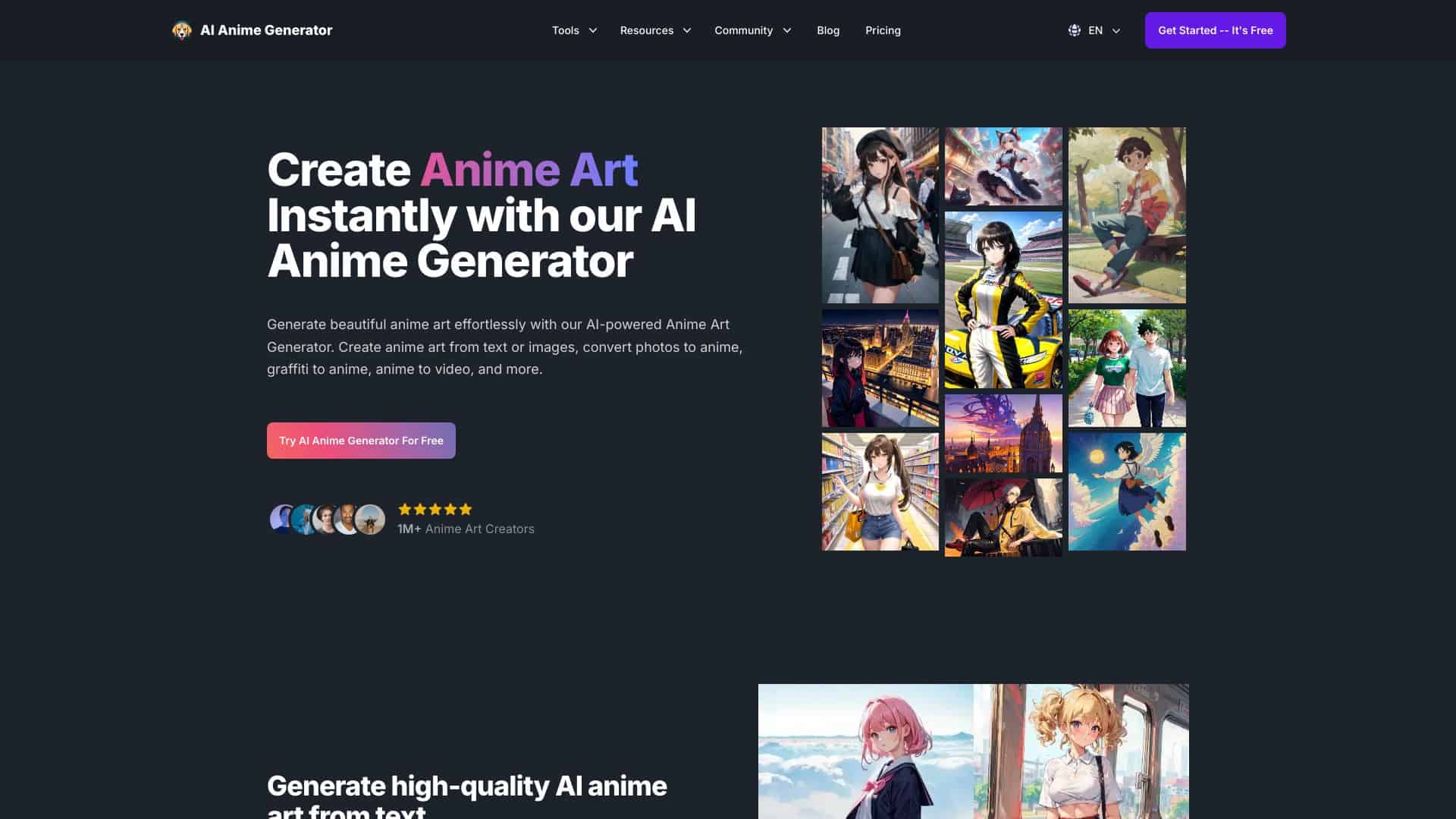 AI Anime Generator | Effortlessly create beautiful anime art | Futureen