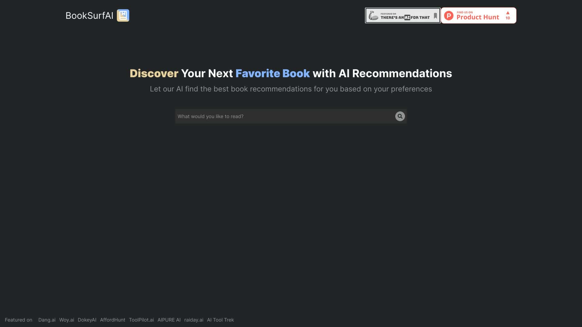 BookSurfAI | Custom Book Suggestions | Futureen