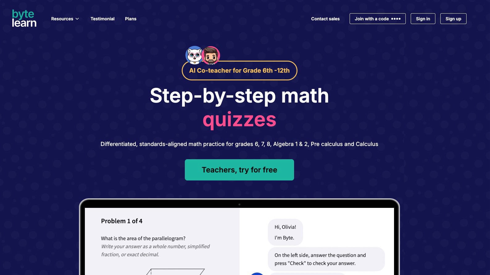 Bytelearn | Affordable 24/7 AI Math Tutoring for Students | Futureen