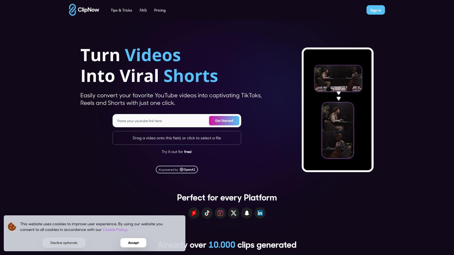 ClipNow | Video Shortening Tool | Futureen