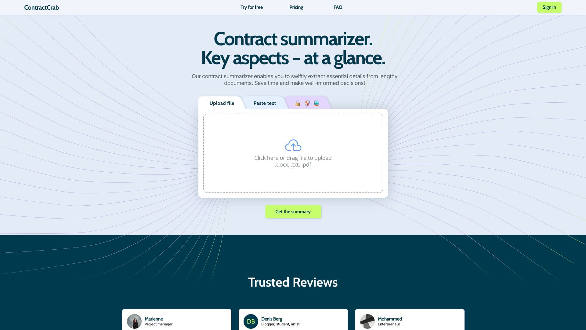 ContractCrab | Simplify Legal Docs with AI Summaries | Futureen