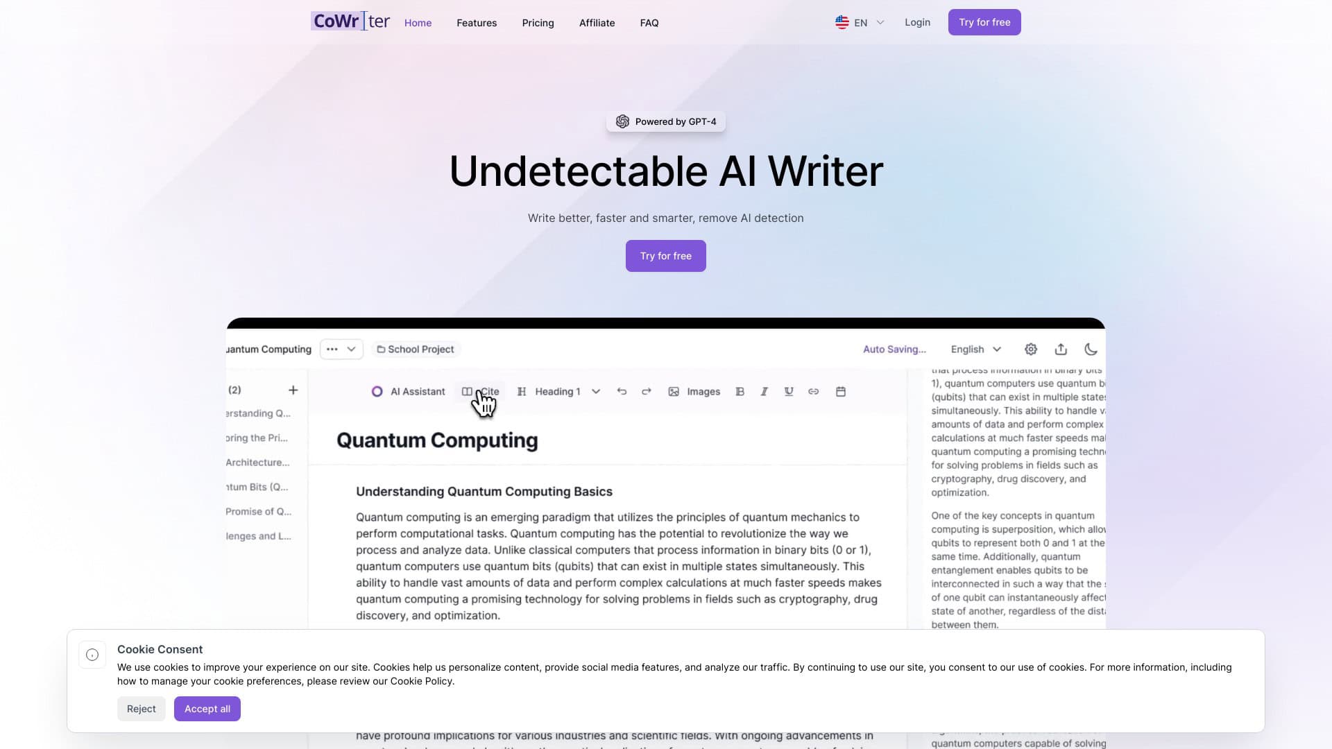 CoWriter AI | Boost Your Writing Productivity with Ease! | Futureen