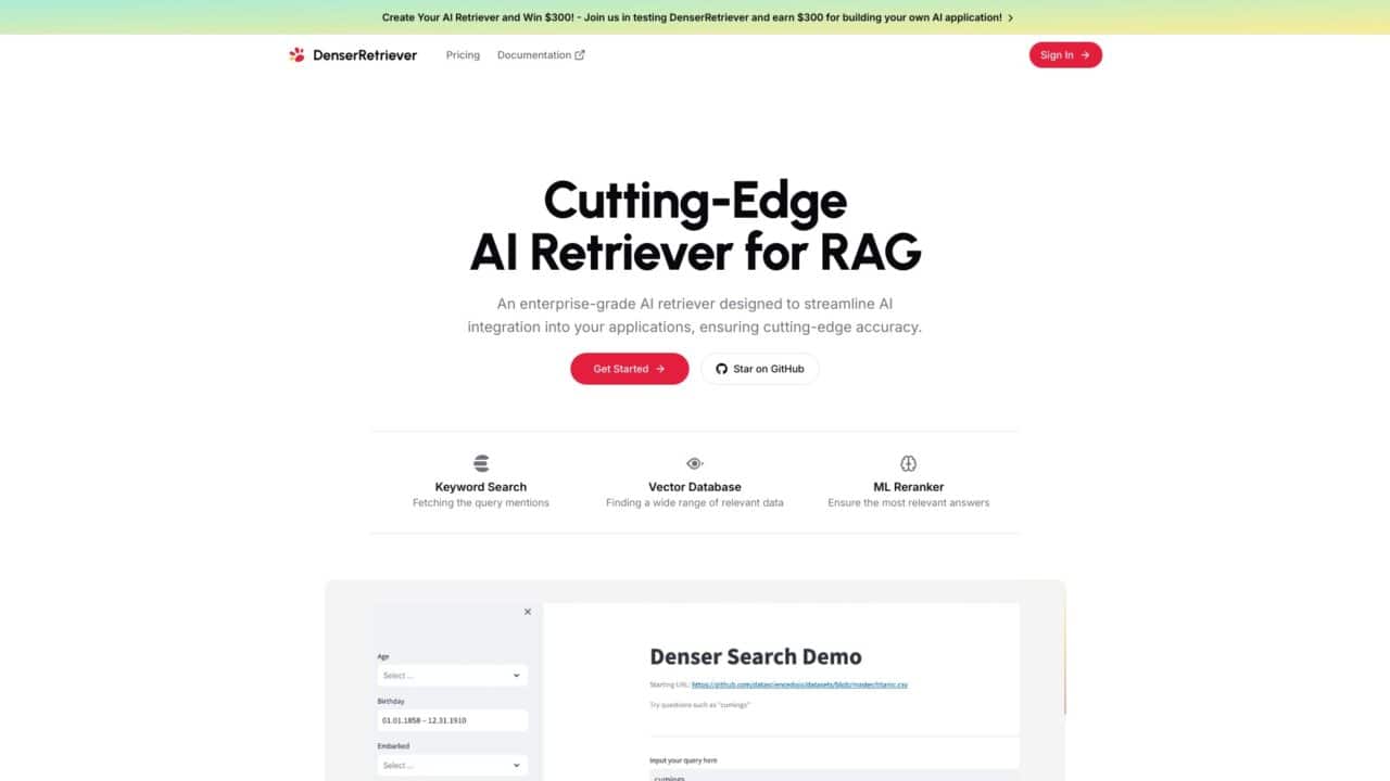 DenserRetriever | Elevate Your AI Data Retrieval Game | Futureen