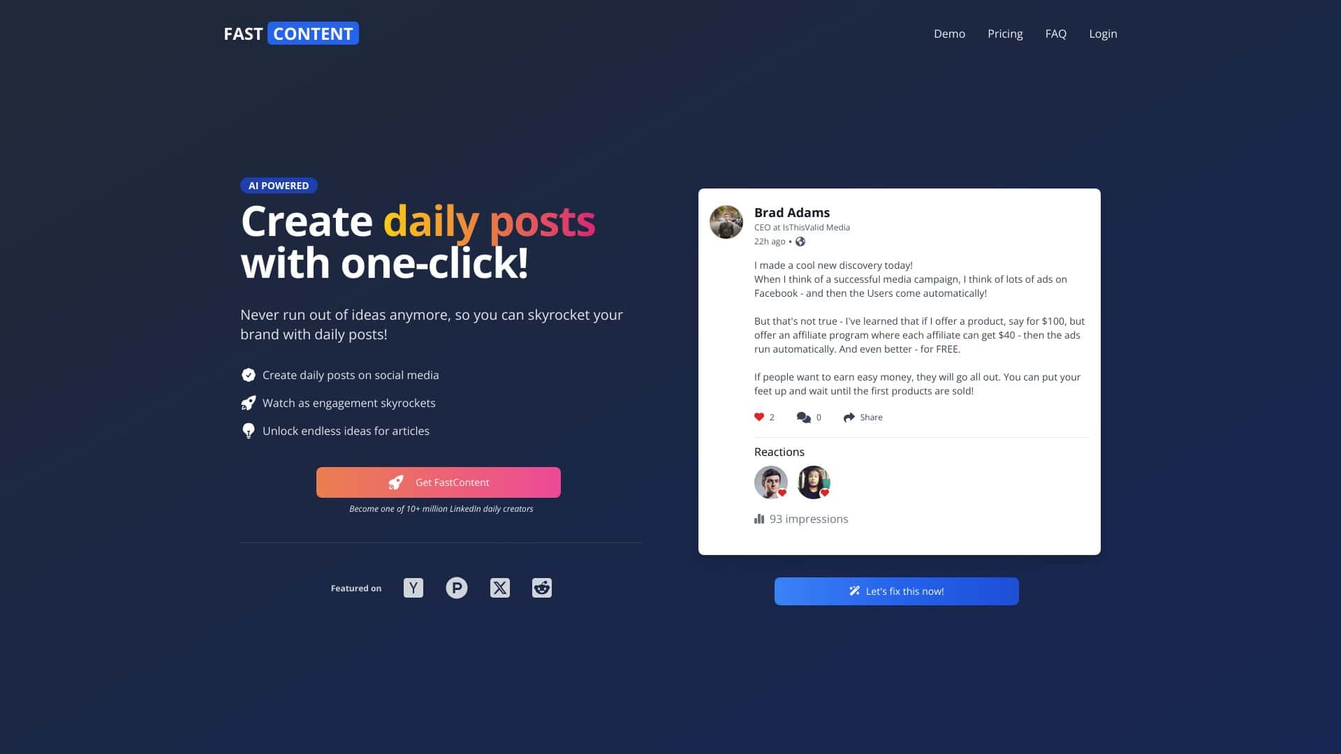 FastContent | Create Engaging Content in Seconds | Futureen