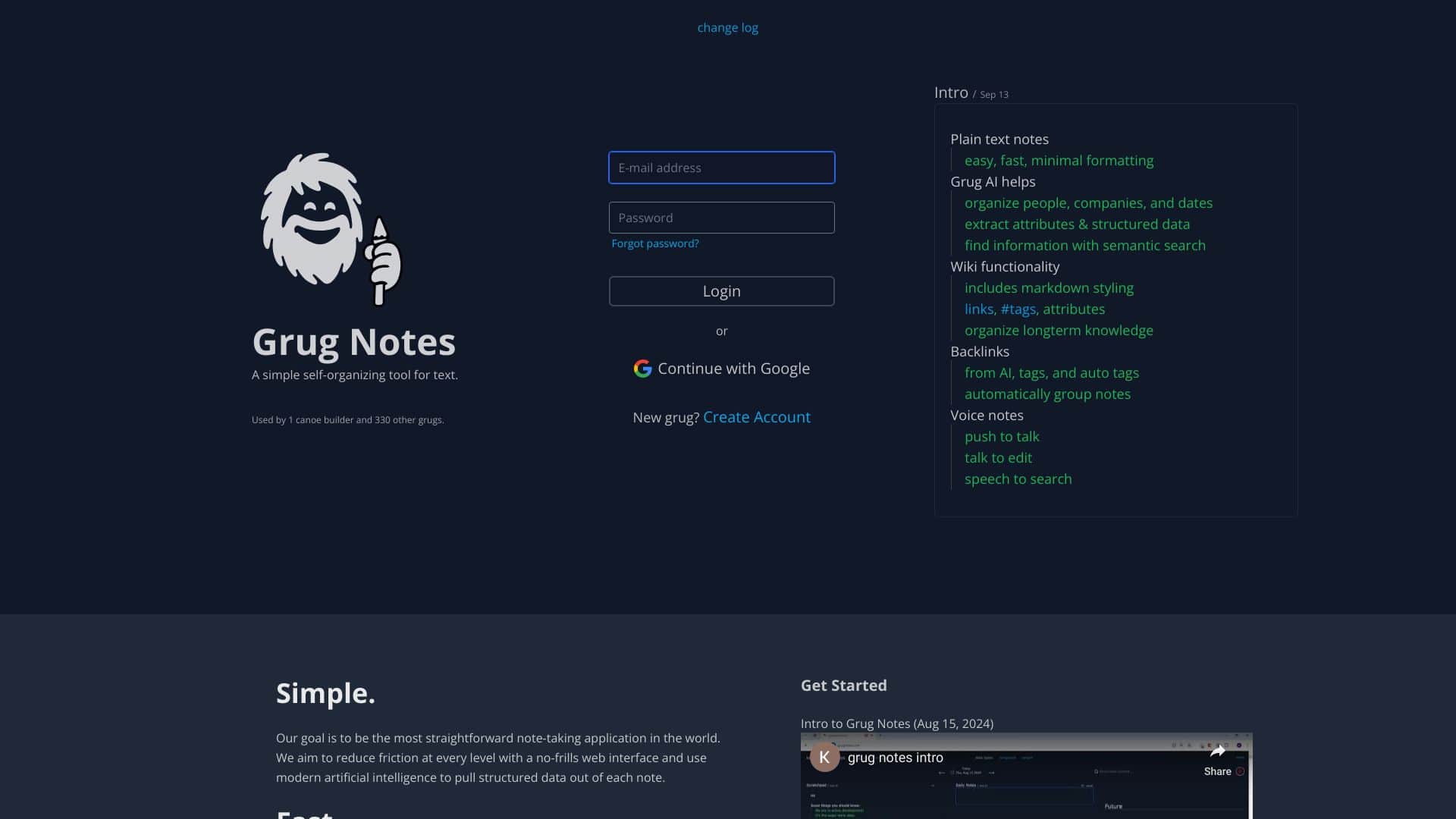 Grug Notes | AI note-taking with semantic search | Futureen