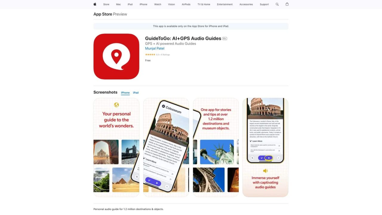 GuideToGo | AI Audio Guides for Over 1.2M Destinations | Futureen