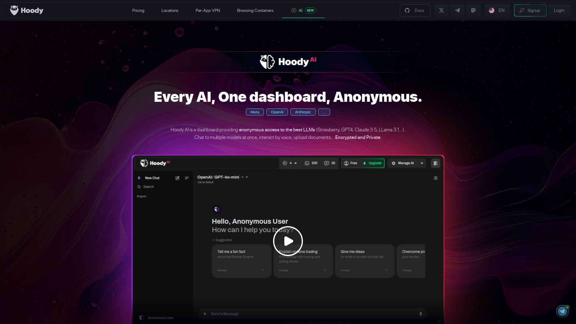 Hoody AI | Anonymous Access to AI Models with Encryption | Futureen