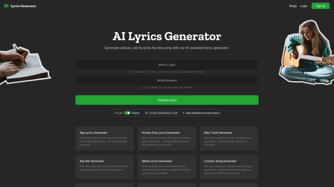 Lyrics Generator | Craft Unique Songs with Ease | Futureen