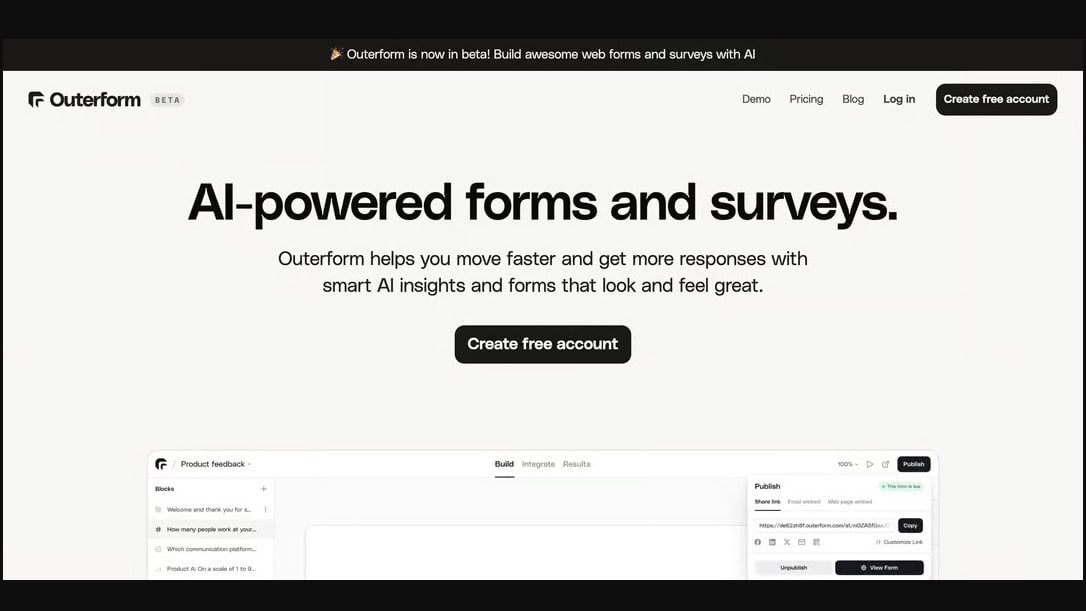 Outerform | AI Form Builder for Beautiful Web Forms | Futureen