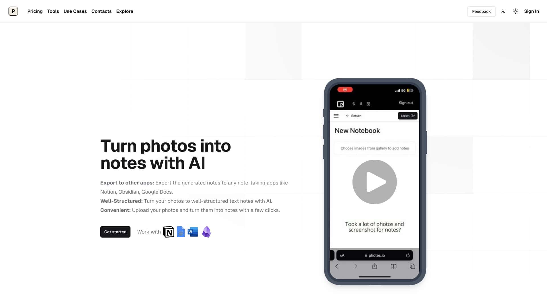 Photes.io | Convert Photos to Text Notes Efficiently | Futureen