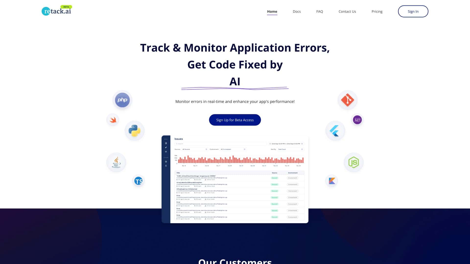 Retack | AI-Powered Error Tracking and Fixing Tool | Futureen