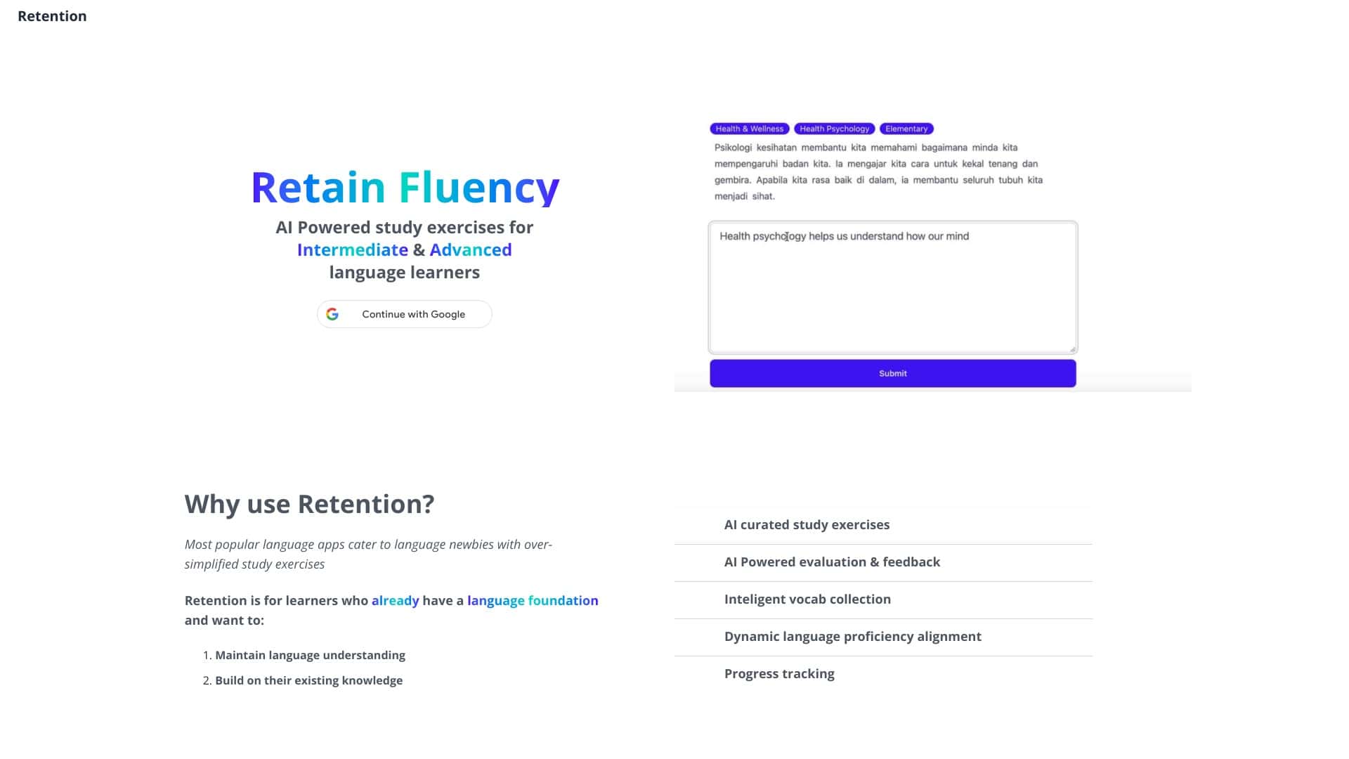 Retention | Master Language Skills with AI-Driven Exercises | Futureen