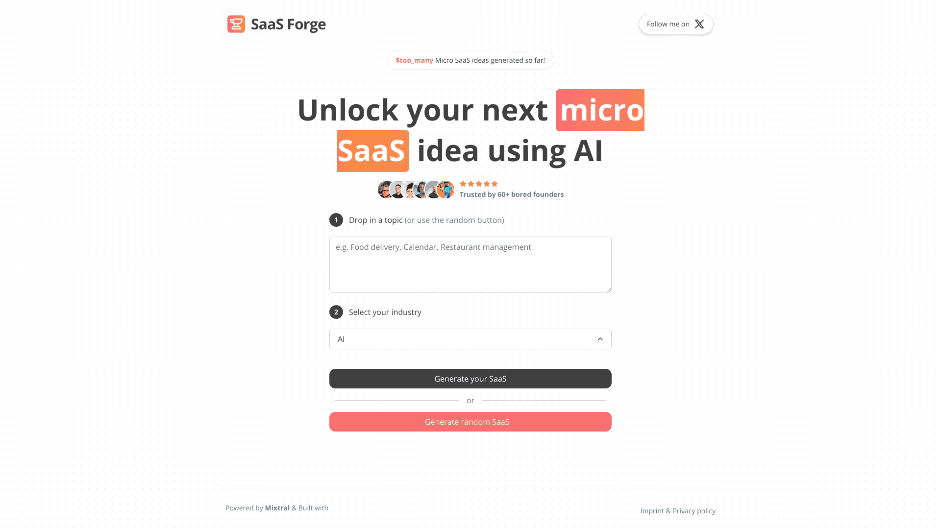 SaaS Forge | Instantly Generate Unique Micro SaaS Ideas | Futureen