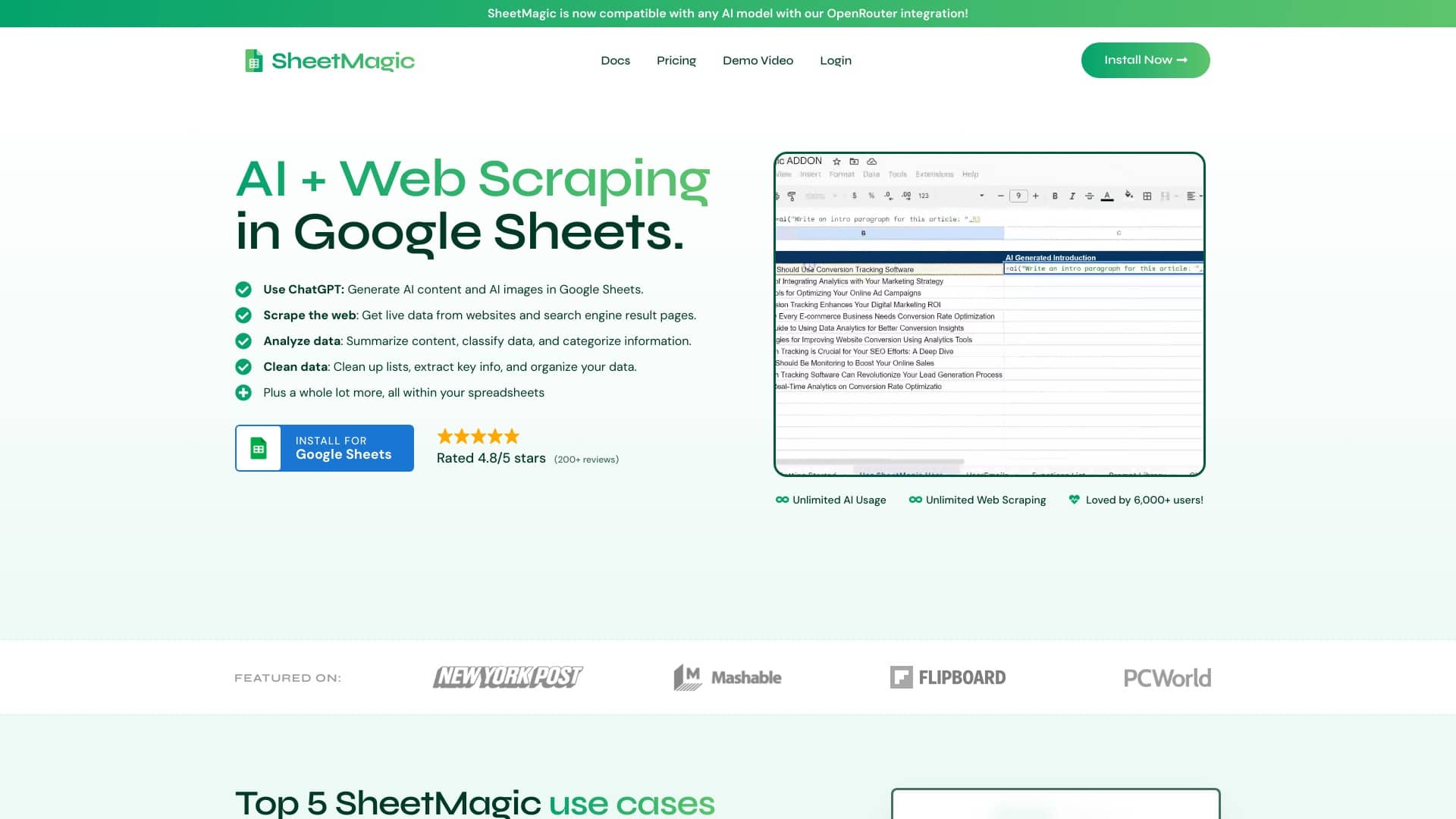 SheetMagic | Unlock AI Power in Google Sheets | Futureen