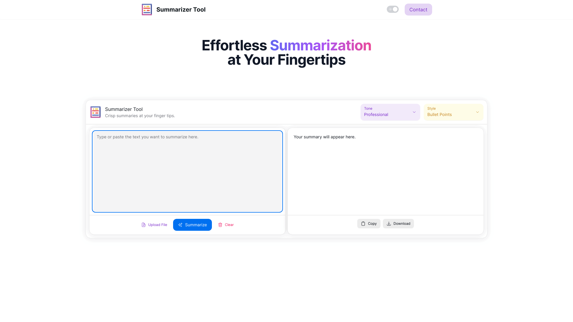 Summarizer Tool | Effortless AI Summaries in One Click! | Futureen