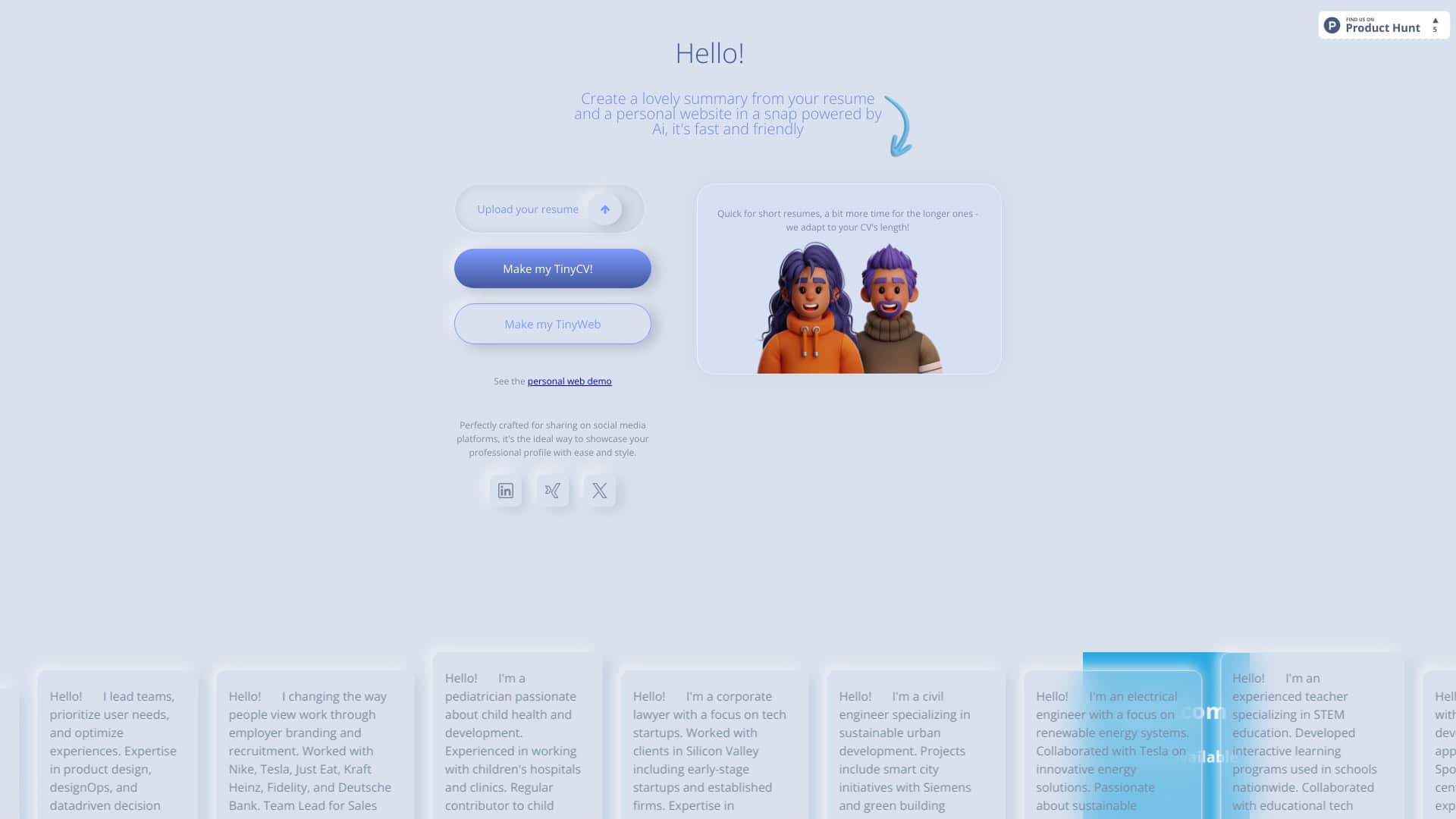 TinyCV | Efficiently Generate Impressive Resumes in Seconds! | Futureen