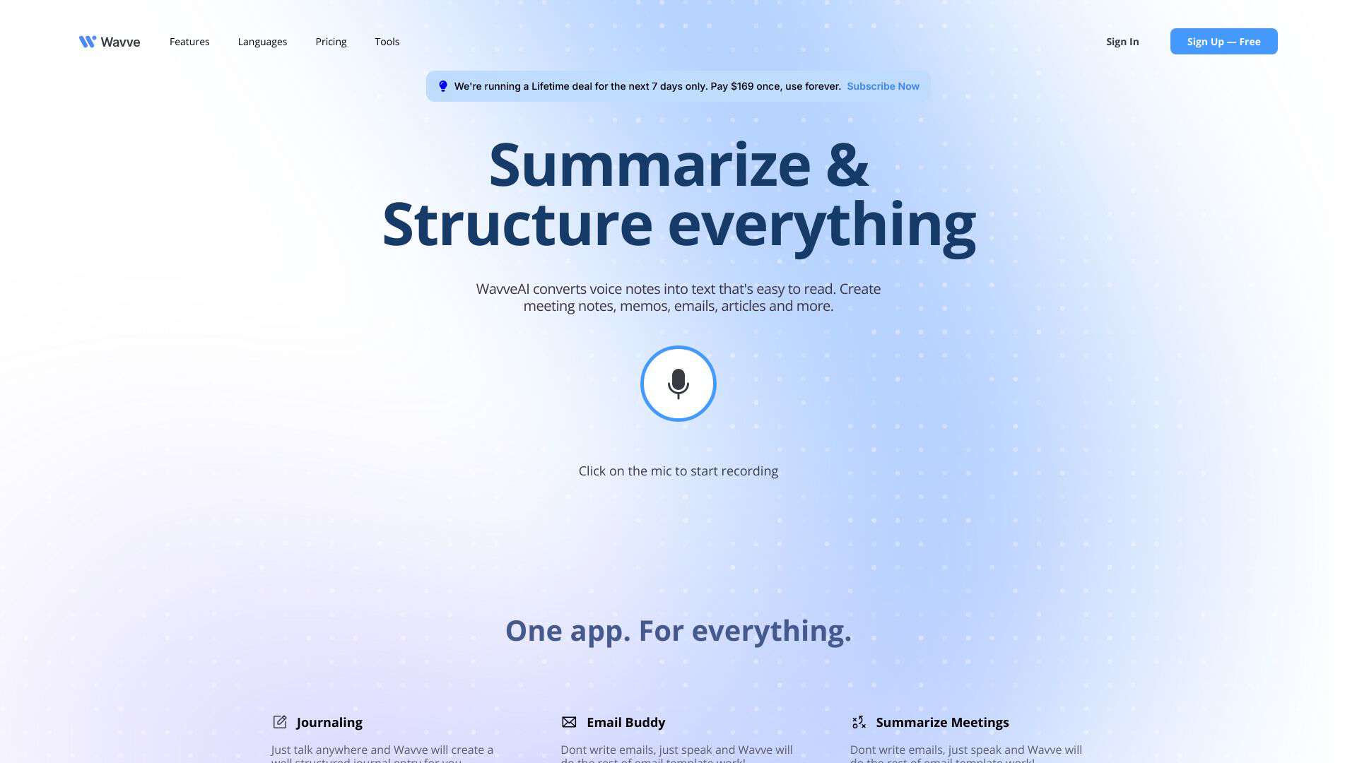 Wavve AI | Convert Audio to Custom Text Summaries | Futureen