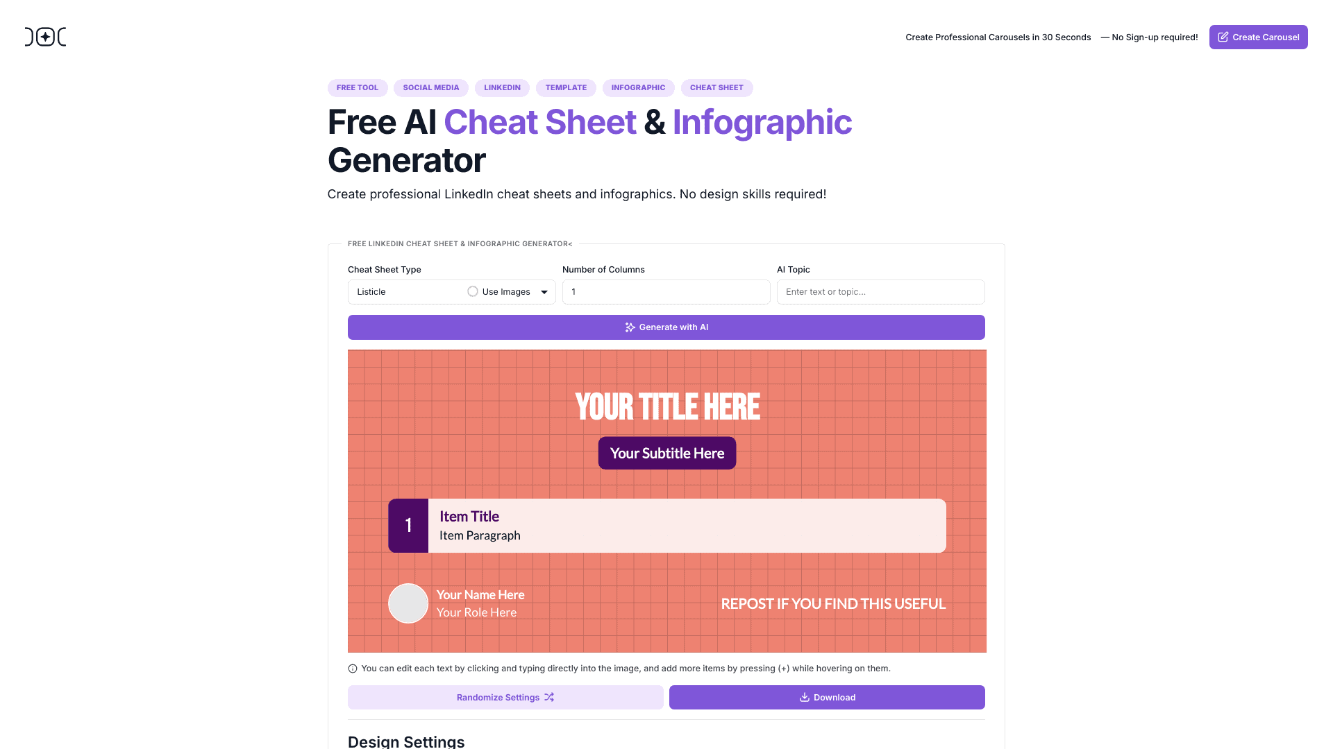 AI Carousels Cheat Sheets | Infographics for Social Media | Futureen