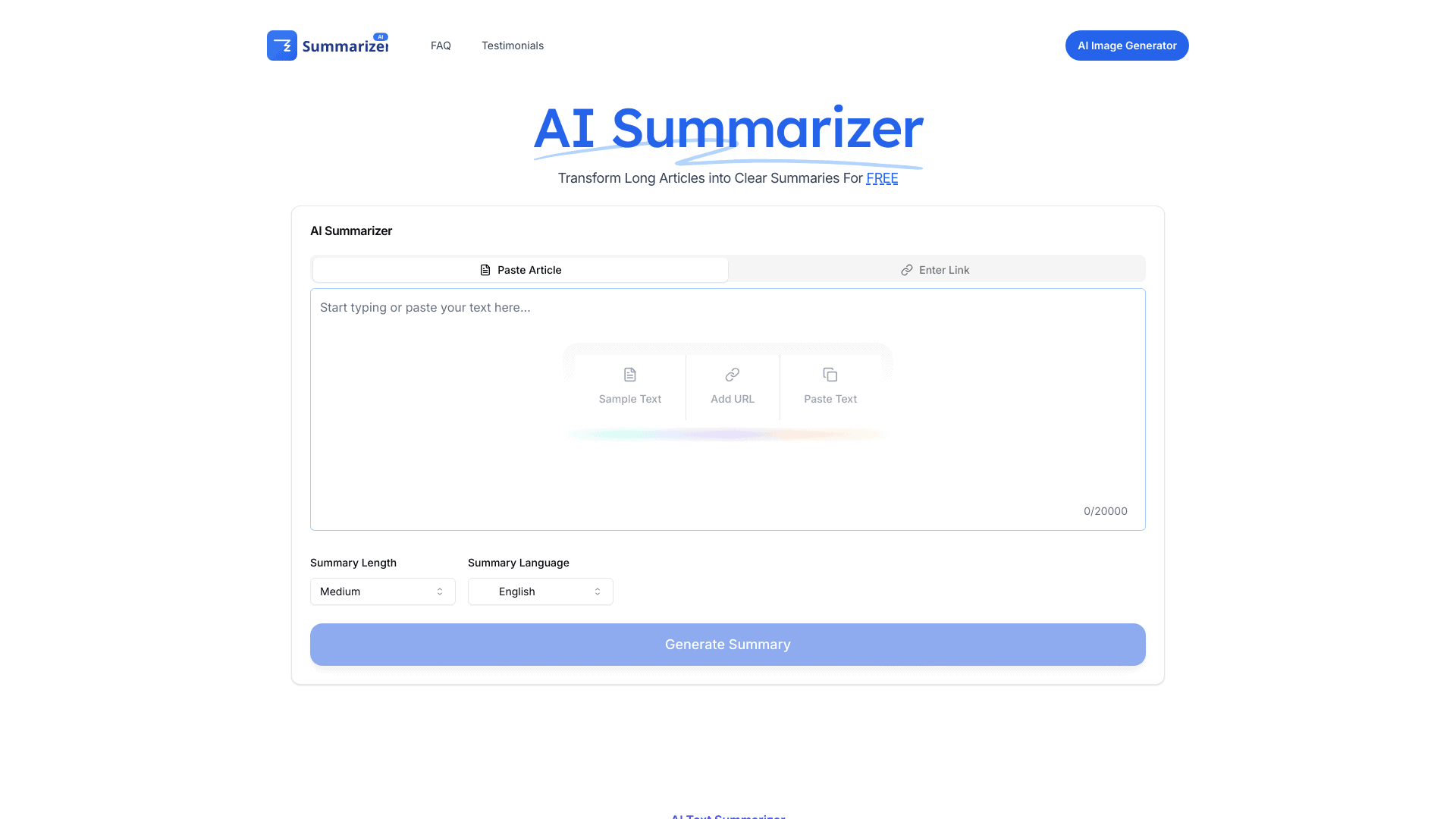AI Summarizer | Create Clear Summaries from Long Texts Fast | Futureen