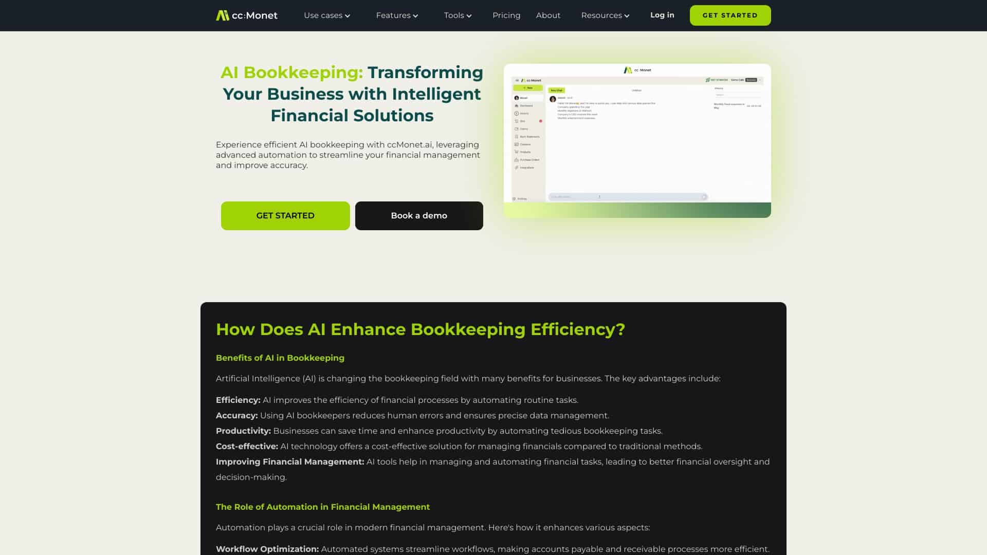 cc:Monet | Streamline Bookkeeping with AI Efficiency | Futureen