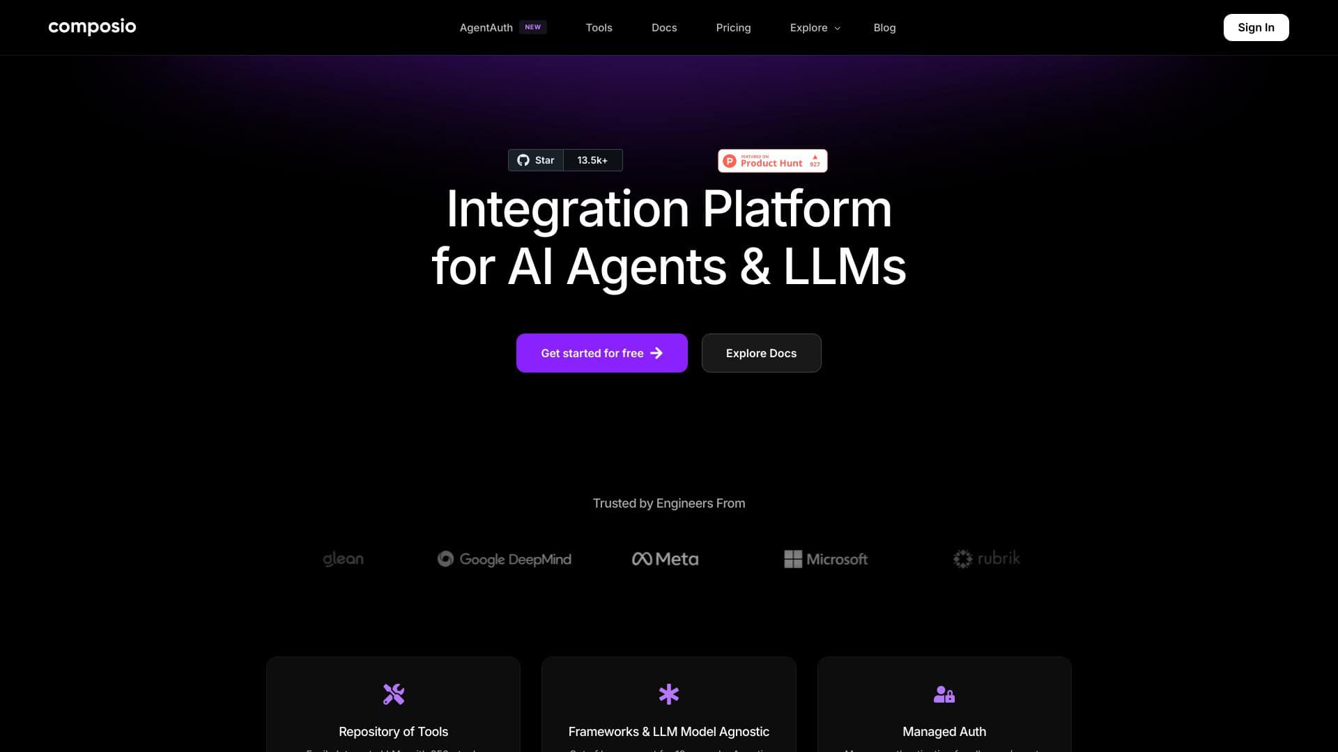 Composio | Integration of 250+ Tools for AI Solutions | Futureen