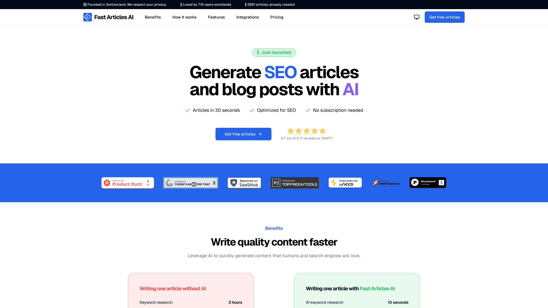Fast Articles AI | Generate SEO Content Quickly! | Futureen
