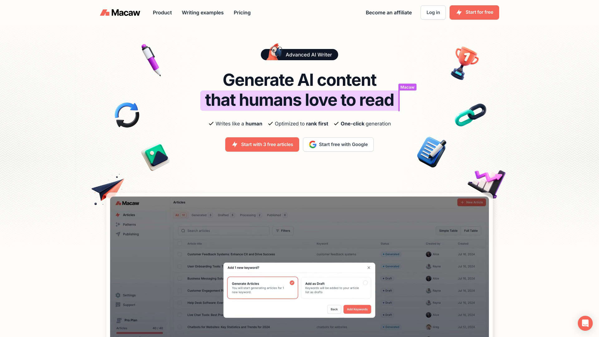 MacawHQ | Human-Like AI Writing for Your Brand | Futureen