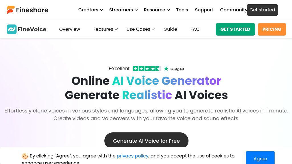 FineVoice | AI Voice Generator: Clone Voices & Craft Voiceovers | Futureen
