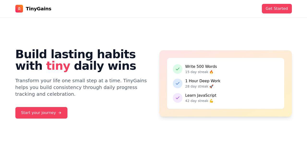 TinyGains | Build Lasting Habits Daily | Futureen